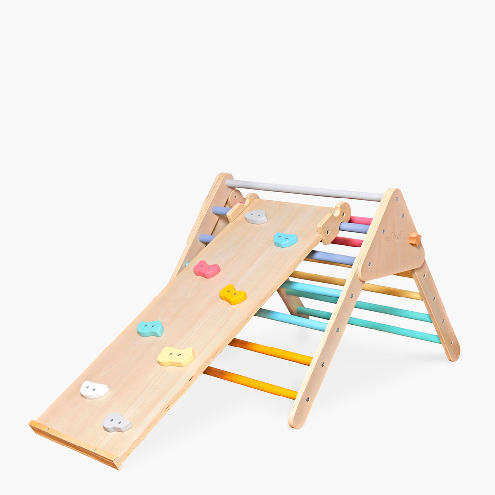 Set Triángulo Pikler con rampa de Madera Infantil Rainbow Multicolor